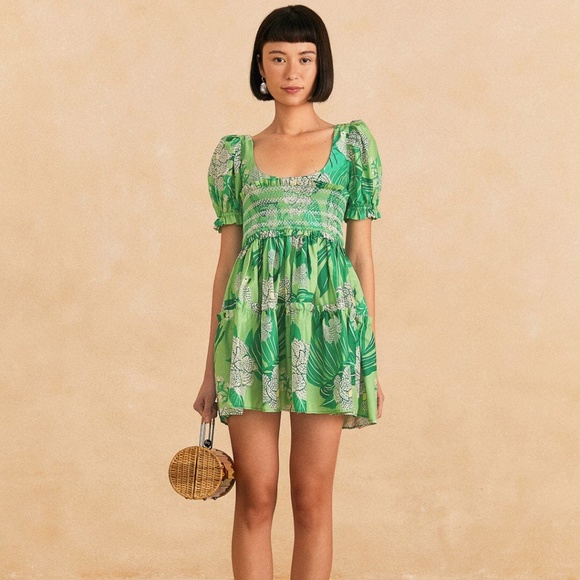 FARM Rio | Dresses | Nwt Farm Rio Green Dewdrop Floral Mini Dress Sizes ...